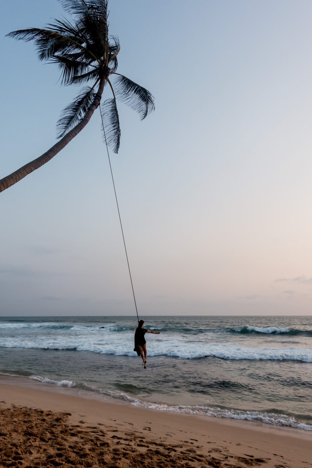 Palm Tree Swing in Sri Lanka and an all black beach outfit
