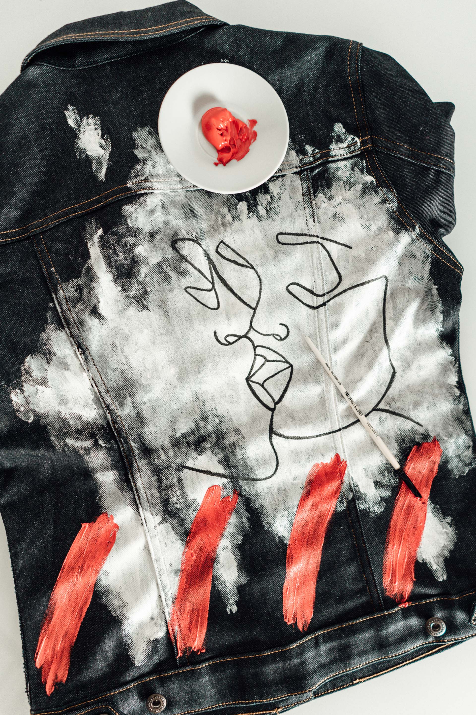 Denim DIY with a pair of raw denim jeans and a denim jacket