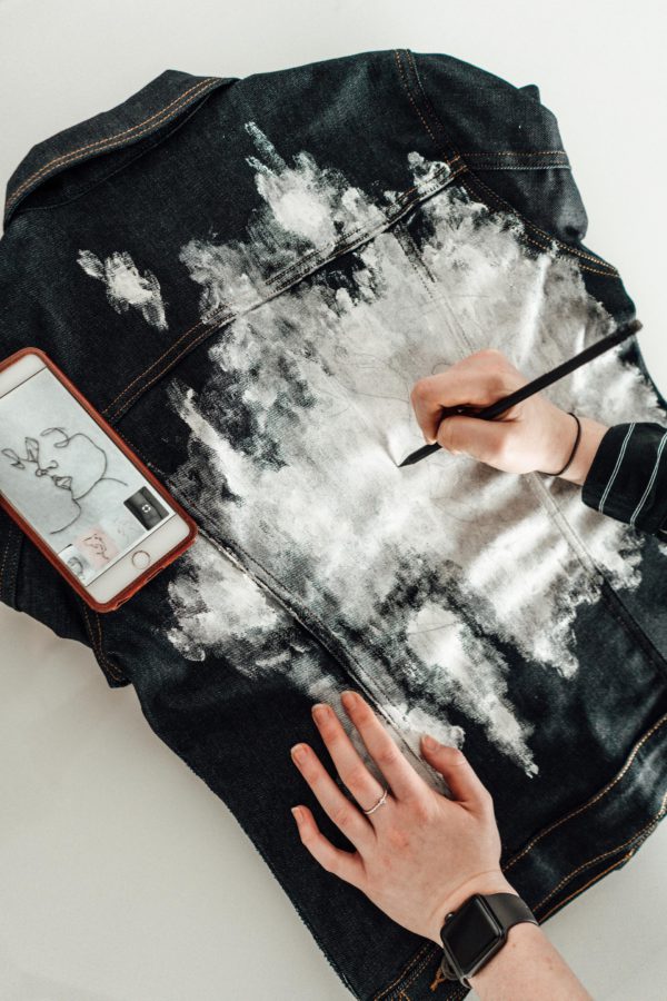 Denim DIY with a pair of raw denim jeans and a denim jacket