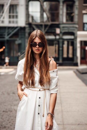 New York Streetstyle: White Button Down Dress || Fashionblog Berlin